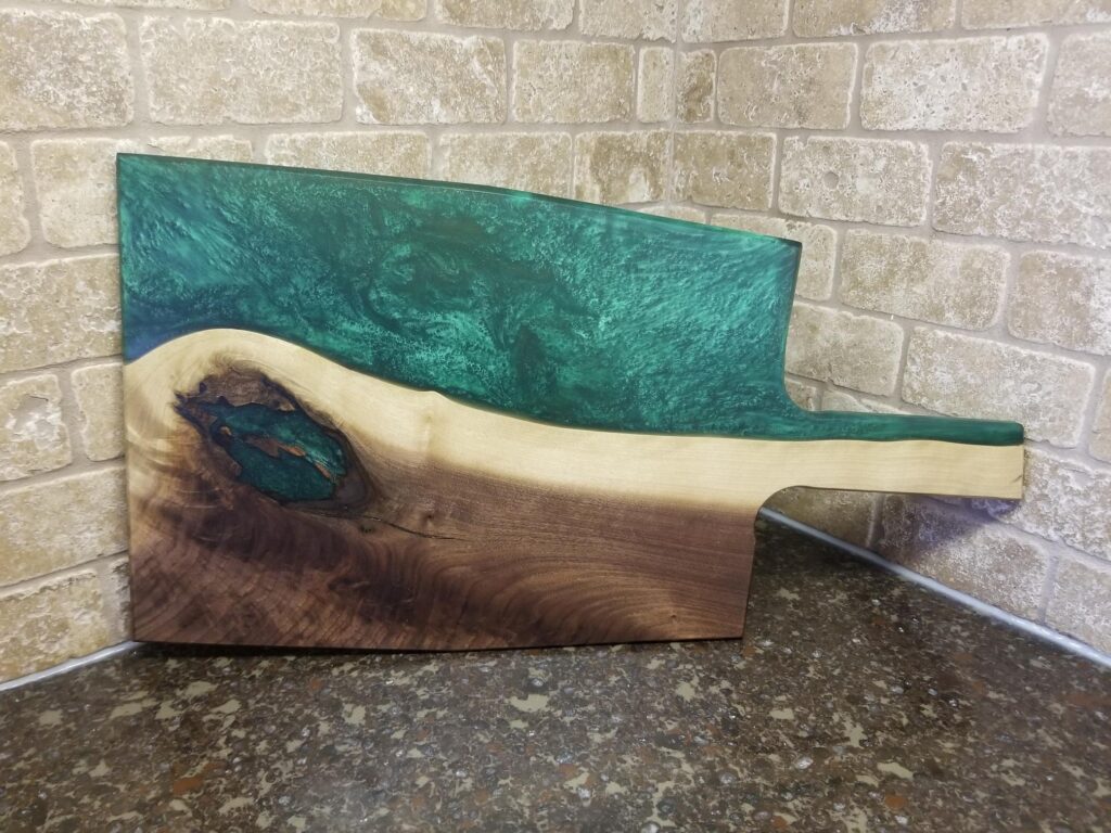 Green Epoxy with Black Walnut with Handle - Epoxy Concepts | Custom ...