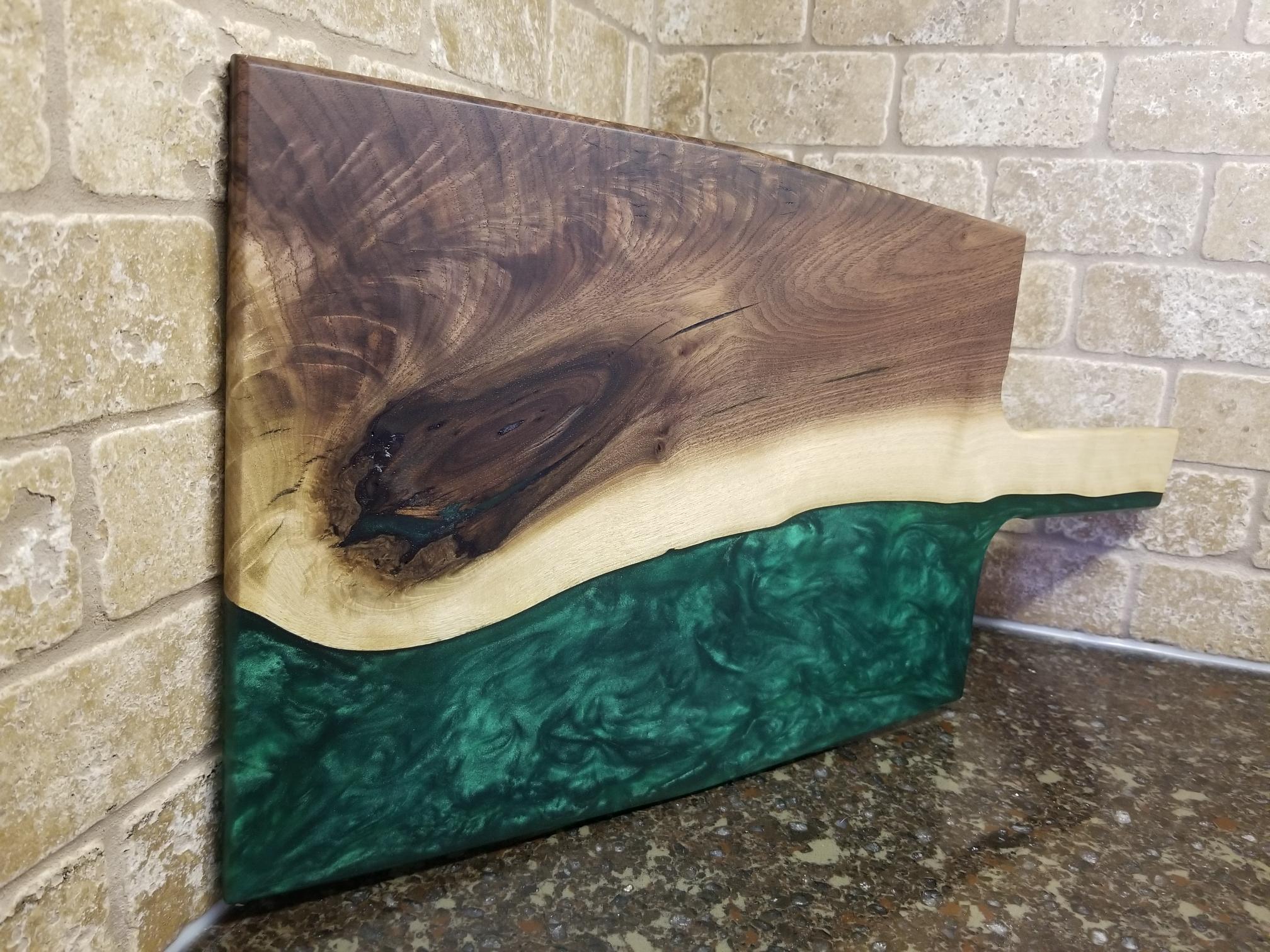 Green Epoxy with Black Walnut with Handle - Epoxy Concepts | Custom ...