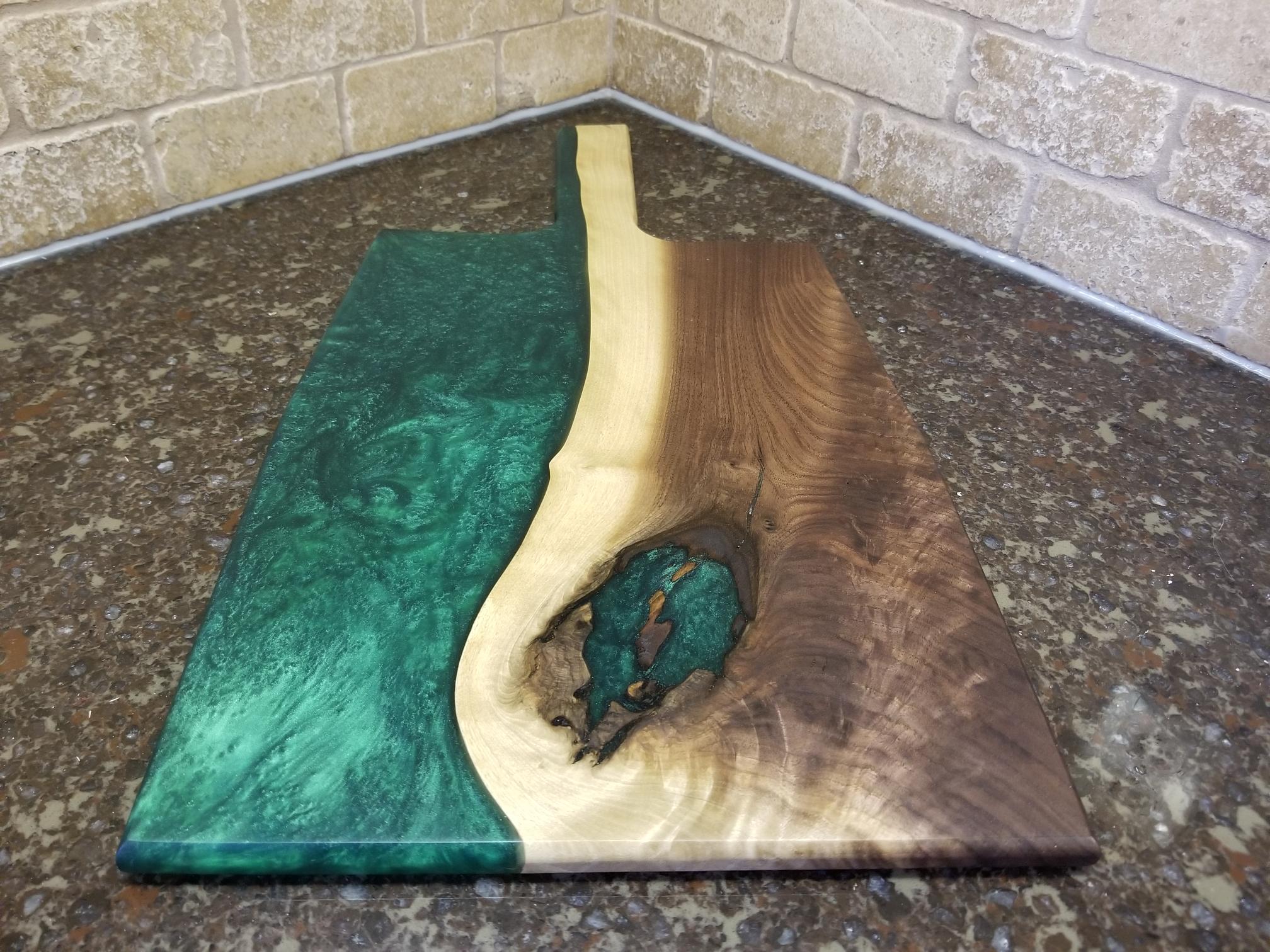 Green Epoxy with Black Walnut with Handle - Epoxy Concepts | Custom ...